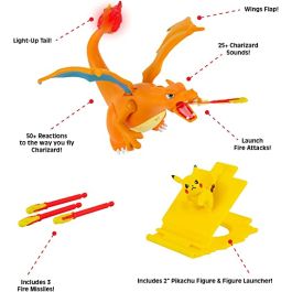 Pokemon Deluxe Figure 6" Fly Charizard witch Pikachu and launcher ...
